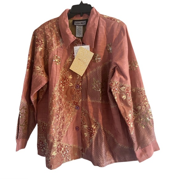 indigo moon | Jackets & Coats | Qvc Indigo Moon Coral Gold Beaded ...